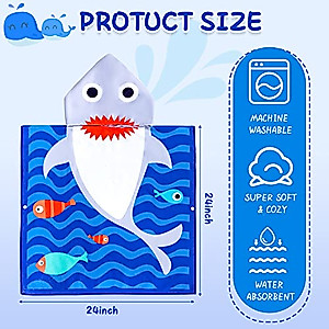 6 Pack Hooded Beach Towel for Kids Hooded Bath Towel 47 x 24 Inch Towel Poncho Kids Towel Set Microfiber Baby Towel for Girls Boys Between 1-7 Years Bathroom Beach Swim Supplies (Dinosaur, Shark)