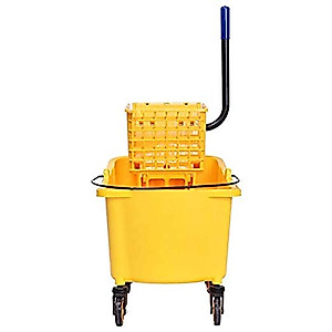 Goplus Commercial Mop Bucket Side Press Wringer Cleaning Caddy with 35 Quart Larger Capacity, Yellow