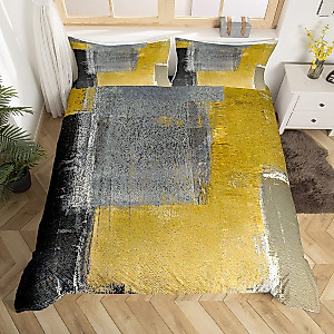 Erosebridal Orange Grey Gradient Bed Set Tie Dye Duvet Cover for Women Men, Ombre Grunge Bedding Set King Abstract Watercolor Comforter Cover, Modern Geometry Bedding Room Decor (Zipper Closure)