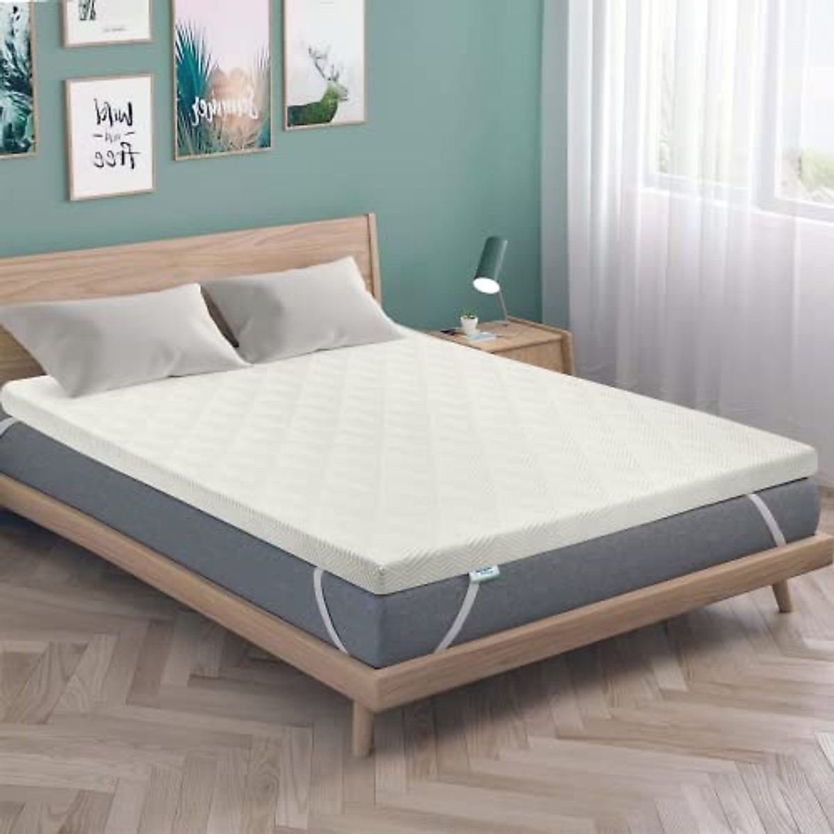 MyAnts 4 Inch Gel Memory Foam Mattress Topper Full, Soft Bed Toppers, Comfort and Cooling Mattress Topper Pad with Removable Bamboo Cover, Adjustable Straps & Pressure Relief, CertiPUR Certified Foam