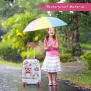 Goplus 2PC Kids Luggage, 12" & 16" Kids Carry On Luggage Set, Lightweight Spinner Suitcases for Boys and Girls (Owl)