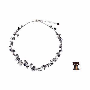 NOVICA Artisan Handmade Cultured Freshwater Pearl Tourmalinated Quartz Beaded Necklace from Thailand Silk Brass Silver Plated Dyed Glass 'River of Night'