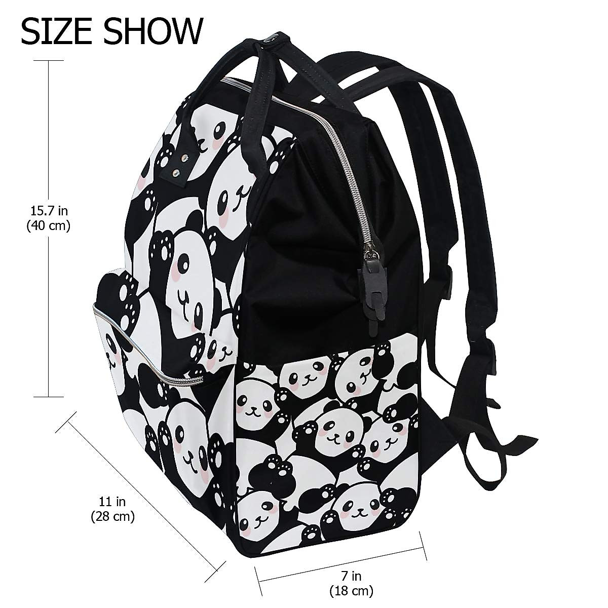ALAZA Diaper Bags Backpack, Cartoon Panda Multi Functions Large Capacity Nappy Nursing Bag for Mom Baby Care Traveling