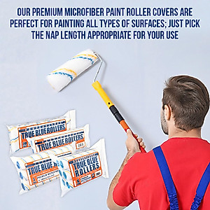 True Blue 18" Professional Paint Roller Covers, 18Inch, Best for All Types of Painting Surfaces, Refill Bulk Pack (3, 3/8" Nap)