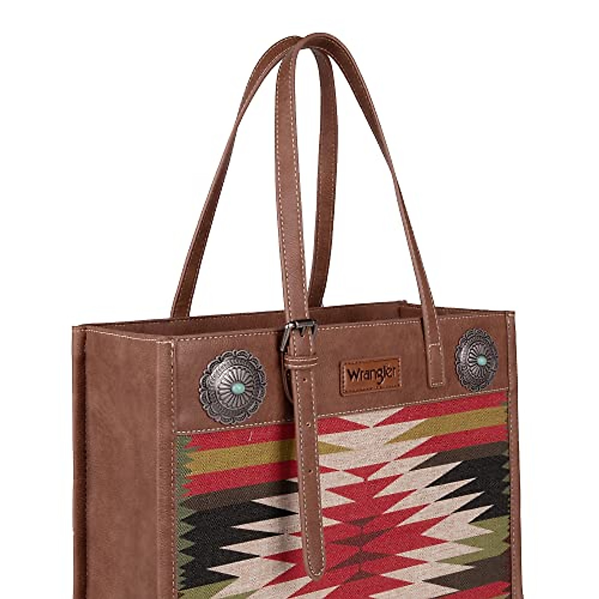 Montana West Wrangler Aztec Printed Shoulder Bag without Zipper Canvas Top Handle Handbags for Women Hobo Bag WG52-8250BR