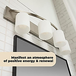 Dorence Vanity Bath Light Bar Interior Lighting Fixtures Over Mirror Modern Glass Shade, Hollywood Style Wall Sconce for Makeup Dressing Table (Brushed Nickel, 4 - Lights)