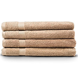 Villa Celestia 700 GSM Beige Hand Towels for Bathroom 4 Pack - 100% Cotton Hand Towels Soft Absorbent & Fast Drying Bathroom Hand Towels-Elegant Salon Spa Hotel Bath Hand Towel Set of 4 (16''x 28'')
