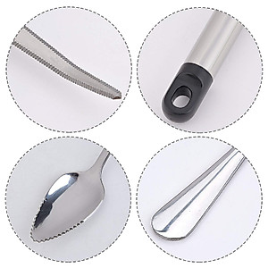 Grapefruit Spoons, JUSTDOLIFE Grapefruit Dessert Spoons Stainless Steel Half Serrated Citrus Fruit Vintage Dessert Spoons Gift for Kitchen (5 Pack)