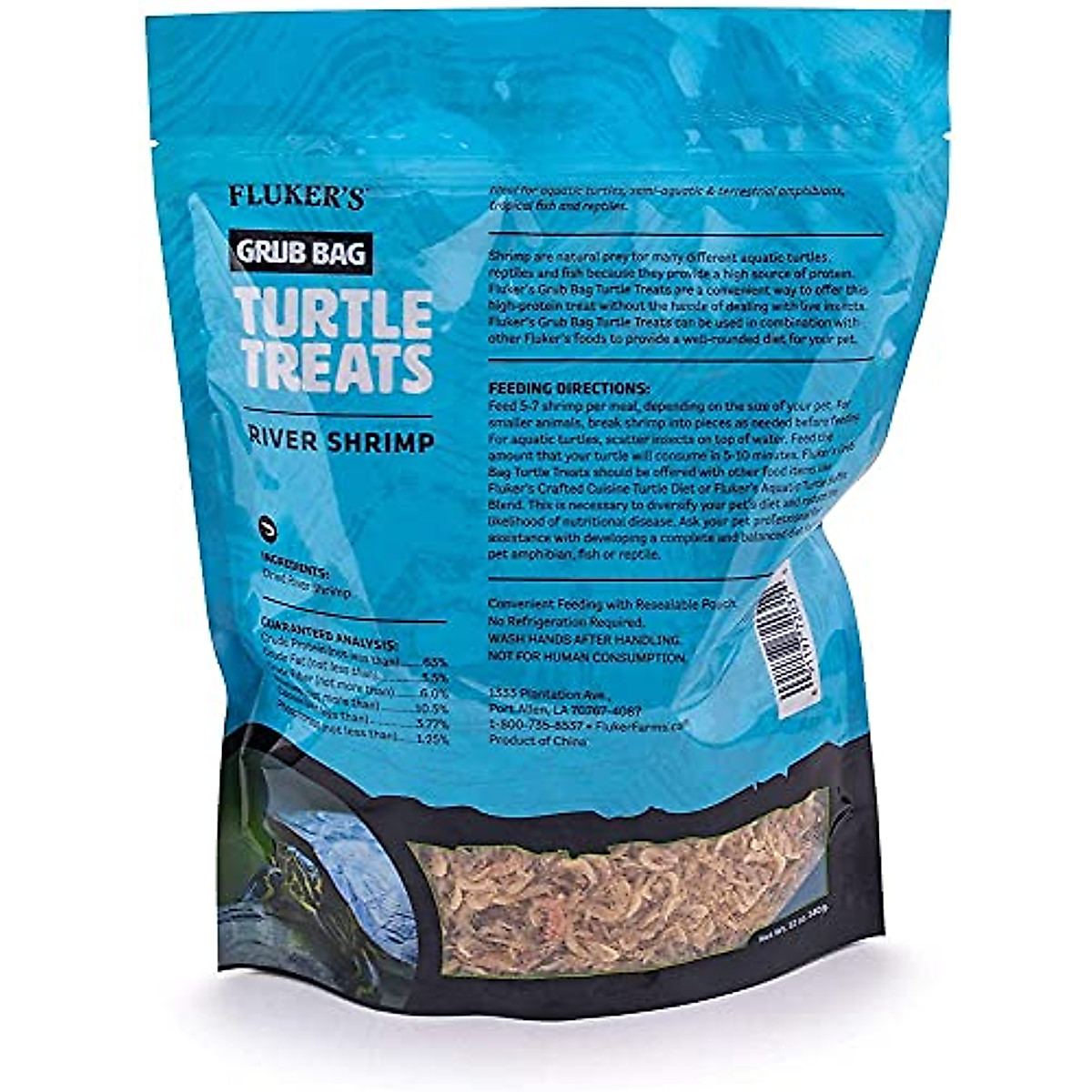 Fluker's Grub Bag Turtle Treat - River Shrimp 12oz - Includes Attached DBDPet Pro-Tip Guide