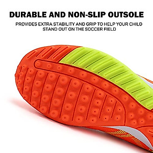 firelli Kids Athletic Turf Soccer Cleats Boys Girls Comfortable Soccer Shoes (3,Orange)