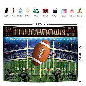BINQOO 8x6ft Football Backdrop Photography Rugby Sports Party Background American Football Field Photo Booth Banner Boy Kids Party Decoration Supplies