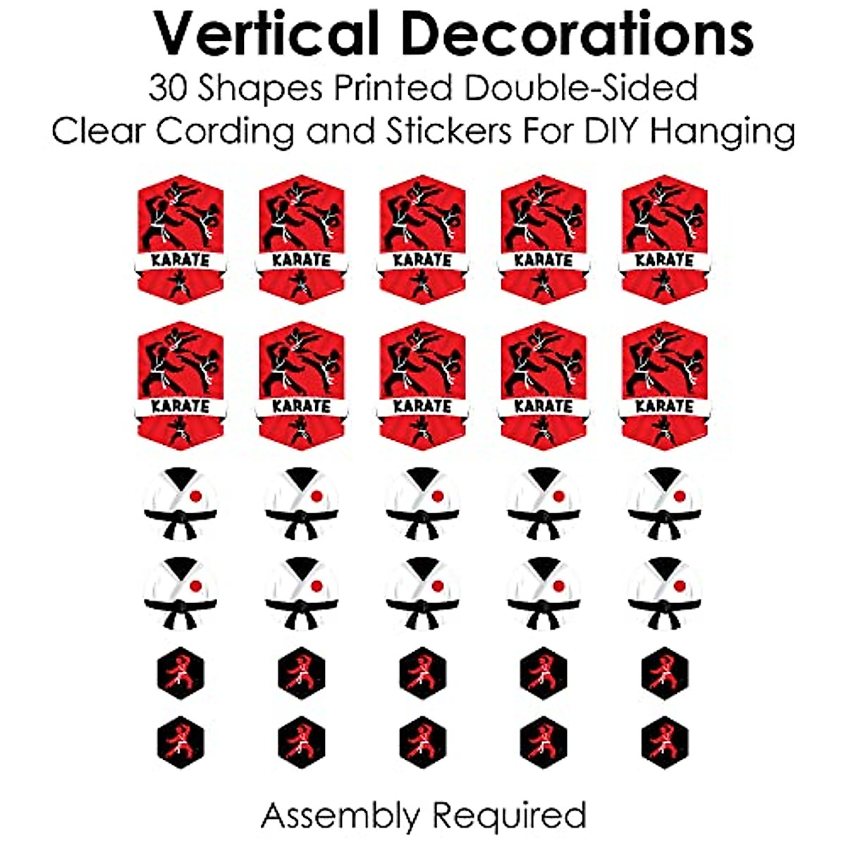 Big Dot of Happiness Karate Master - Martial Arts Birthday Party DIY Dangler Backdrop - Hanging Vertical Decorations - 30 Pieces