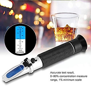 Alcohol Refractometer, Professional Handheld Alcohol 0-80% Test Refractometer Tester Meter Measure Instrument