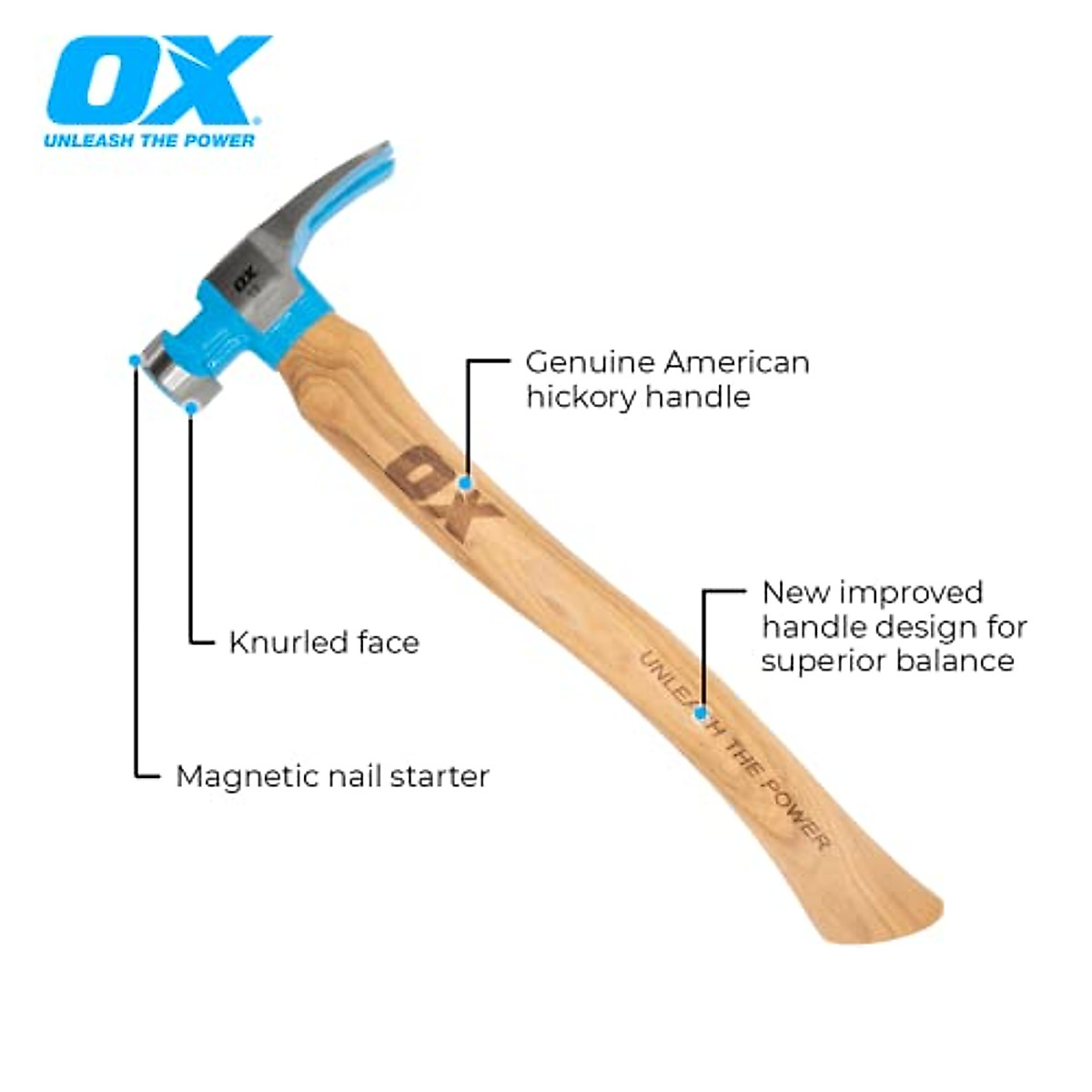 OX TOOLS Pro Series 18 Ounce California Framing Hammer | Hickory Handle