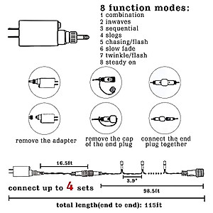 Dazzle Bright 300 LED Christmas String Lights, 100 FT Connectable Waterproof String Lights Green Wire with 8 Modes, Christmas Decorations for Indoor Outdoor Xmas Party Yard Garden (Multi Colored)