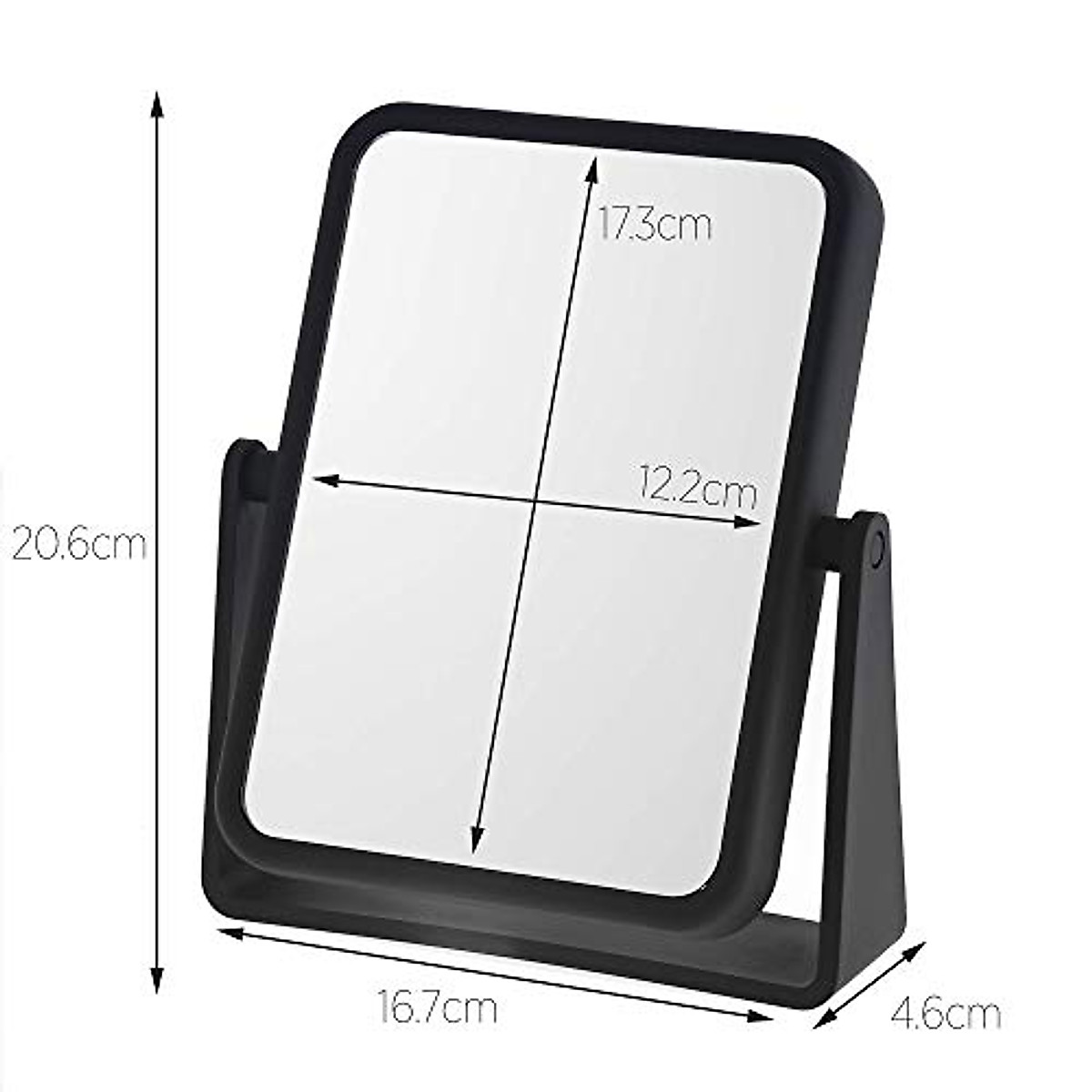 Danielle Magnifying Vanity Makeup Mirror Rectangular Soft Touch Finish with 7X Magnification and 360 Swivel, Black