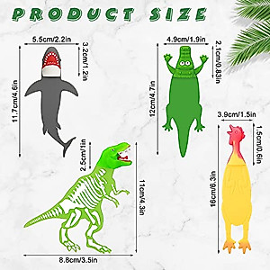 Luminous Dinosaur Bookmark Cool Shark Bookmark Animal Bookmarks for Kids Funny Boys Crocodile Bookmark 3D Cartoon Fun Bookmarks for Kids Boys Girls Men Women School Supplies, 4 Pieces