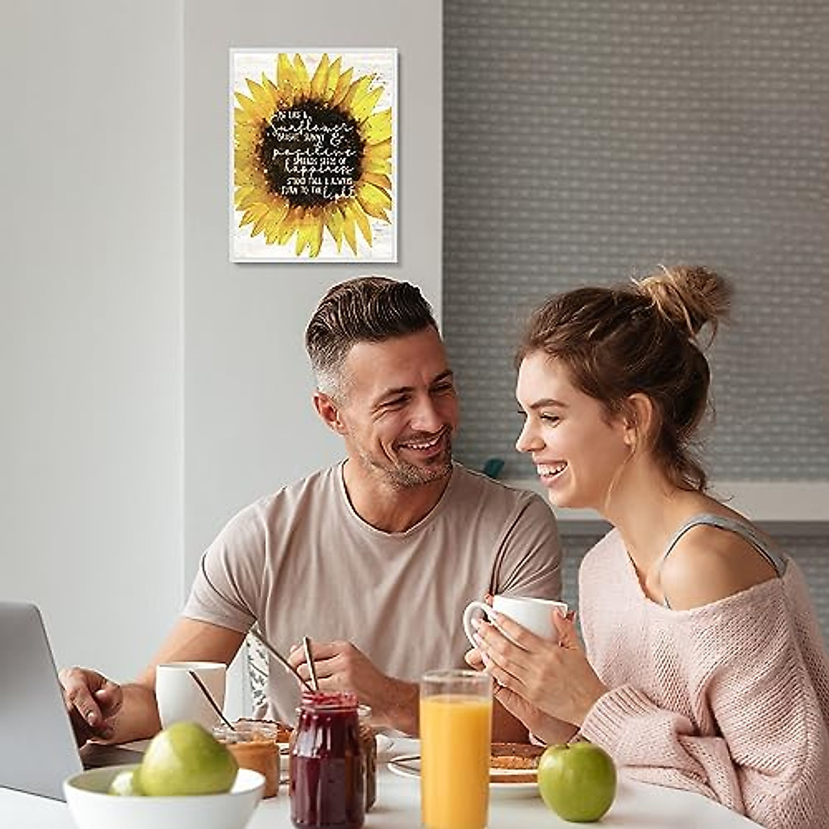 Be Like A Sunflower - Inspirational Wall Art, Great Floral Typographic Picture Print, Motivational Wall Art for Office Desk Décor, Living Room Décor, Positive Quotes Wall Art, Unframed – 8x10