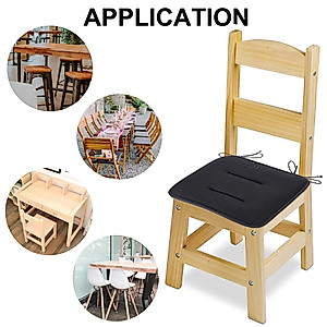 Big Hippo Kids Chair Pads with Ties Sandwich Mesh Fabric Chair Cushion Nonslip Square Seat Cushion Memory Foam Cushion for Kids Chair/School Chair/Wood Chairs,12"x12"(Black, 2 Pack)