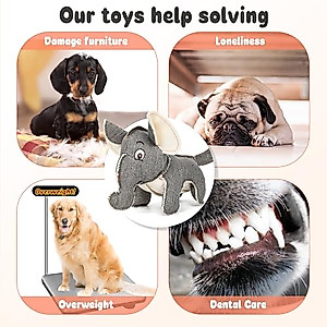 IOKHEIRA Dog Squeaky Toys, Tug of War Dog Plush Toy for Large Breed, Cute Animals Toys with Cotton Material and Crinkle Paper,Tough Chewing Toys for Puppy Breed (Seal, Elephant)