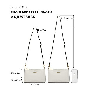 AMELIE GALANTI Small Crossbody Bag purse for Women,leather Shoulder handbag with Adjustable Strap