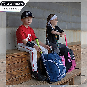 Guardian Baseball Backpack for Youth, Softball Bag for Girls, Durable Bat Bags Baseball Youth Boys and Girls, TBall Bag – Includes Hook to Hang on Fence - Navy/White
