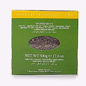 Ahmad Tea Green Tea, Gunpowder Loose Leaf, 500g - Caffeinated & Sugar Free