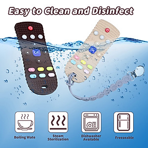 Viyuse Remote teether for Baby, Soft Chew Toys with TV Remote Control Shape, Early Educational Sensory Toy for Babies Teething Relief and Soothe Sore Gum Infant Teether for 3-12 Months