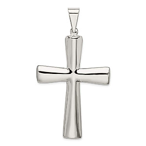 925 Sterling Silver Cross Pendant Charm Large Rounded Crucifix 2.5" - 62mm x 38mm - Jewelry Gifts For Women Wife Mom Gifts For Men Husband Dad