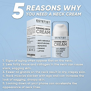 Neck Firming Cream for Tightening & Lifting Sagging Skin - Double Chin Reducer - Anti Wrinkle Anti Aging Treatment for Neck & Décolleté - Crepe Skin Repair for Chest - With Vitamin C & Coconut Oil