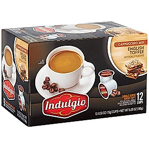 Indulgio English Toffee Single Serve medium roast Brew Cups, 12 count