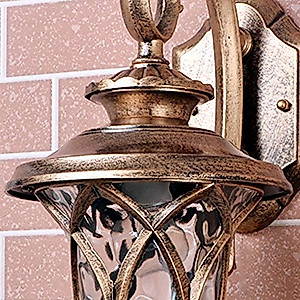 PEHUB Traditional Bronze Outdoor Diecast Aluminium Patterned Glass Wall Mounted IP23 Lantern - Balcony Wall Sconce Courtyard Villa Landscape Light E27 Edison Lamp - Loft Bar Wall Lamp Exterior Light F
