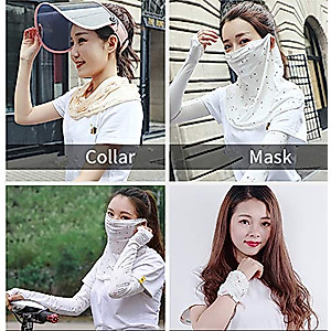 DABER VICH Sun Protection Face Mask Single Layer Neck Gaiter Lightweight Summer Protection Scarf Bandana UV Protective (Gray flower+gray)
