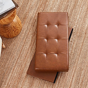 Ornavo Home 30 Inch Folding Storage Ottoman with Storage Bench, Large Storage Ottoman Bench, Storage Chest, Foot Rest Stool, Faux Leather Bedroom Bench with Storage - (Mocha)