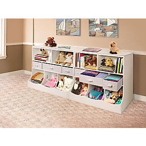 Badger Basket Combo Bin Toy Storage Unit and Book Shelf for Kids with 3 Baskets - White
