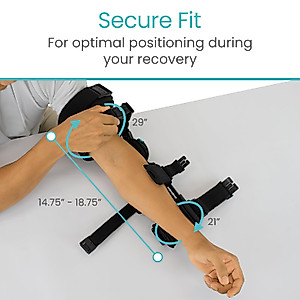 Vive Hinged Elbow Brace (Fits Right) - Range of Motion Support Sling Stabilizer for Dislocated Arm - ROM Adjustable Splint & Shoulder Strap - Post Tendon Injury & Surgery Pain Relief Recovery