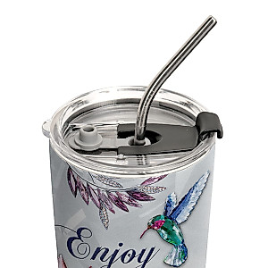 20oz Hummingbird Gifts for Women, Valentines Day Gifts for Her, Birthday Gifts for Women, Coffee Thermos for Women Crystal Jewelry Hummingbird Tumbler Cup, Insulated Travel Coffee Mug with Lid