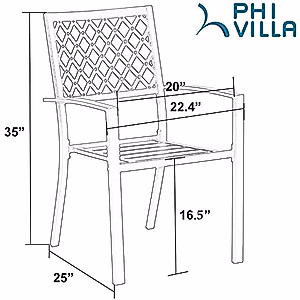 PHI VILLA Metal Patio Outdoor Dining Chairs Set of 4 Stackable Bistro Deck Chairs for Garden Backyard Lawn, Black