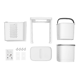 LINISHOP 2-Tier Plastic Laundry Basket Movable Household Bathroom Clothes Storage Basket Cart With 4 Wheels Floor-Standing Hand-Held Laundry Basket White, 17.3 * 12.2 * 29.3in