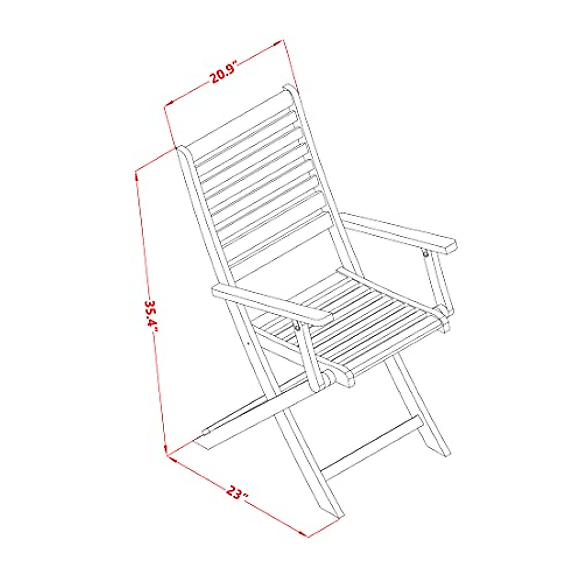 East West Furniture SEBS3CANA Selma 3 Piece Patio Bistro Outdoor Set Contains a Square Acacia Wood Coffee Table and 2 Folding Arm Chairs, 26x26 Inch, Natural Oil