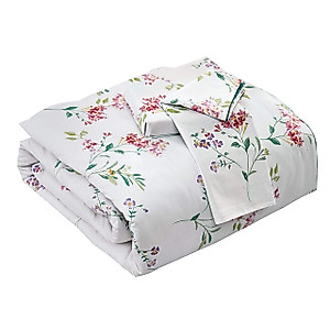 Duvet Cover Set 100% Cotton 3 Pieces(1 Piece Duvet Cover Do Not Include Filling And 2 Pieces Pillowcases) Printed Geometry Zipper Closure Soft Comfortable (Wild flower, King)
