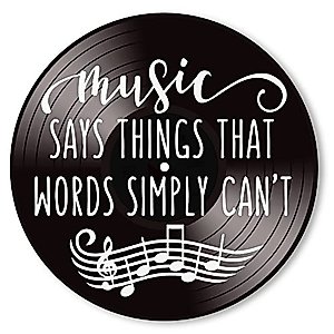 Music Says Things Quote on a Repurposed Upcycled Vintage Vinyl Record Album wall decor