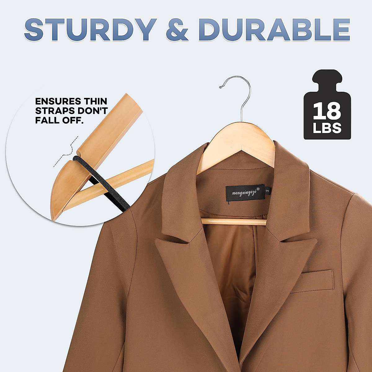 Wooden Hangers 30 Pack, Heavy Duty Wood Hangers for Coats, Suits, Jackets, Closet & Pants Durable Premium Wood Hangers with 360-Degree Rotatable Hook and Notches, Natural