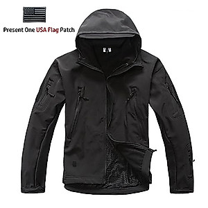 ReFire Gear Mens Army Special Ops Military Tactical Jacket Softshell Fleece Hooded Outdoor Coat,Black,X-Large