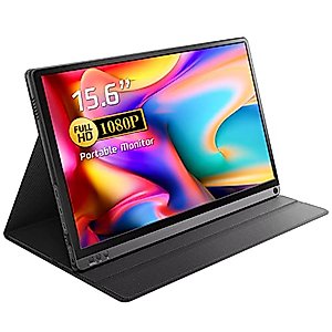 15.6" Portable Monitor for Laptop, FHD 1080P HDMI USB-C Ultra Slim Travel Monitor, IPS Blue Light Eye Care Computer Extender/Second/Dual Screen for PC Phone Mac Xbox PS4 Switch