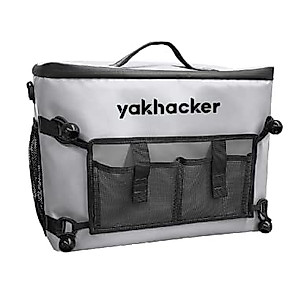 Yakhacker Kayak Cooler, Waterproof Seat Back Cooler with Lawn-Chair Style Seats, Kayak Accessories Bag, Portable Ice Chest Cooler for Kayaking, Travel, Lunch, Beaches &Trips (Silver)