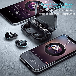 Suomi Wireless Earbuds Bluetooth, 180 Hours Playtime Ear Buds Built-in Microphone Earphones, Immersive Sound Smart LCD Display, IPX7 Waterproof Touch Controls Cordless Headset with Charging Case