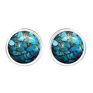 1.35Ct Blue Copper Turquoise Stud Earrings for Women Sterling Silver Blue Stone Jewelry Women's Day Gifts For Mom Wife