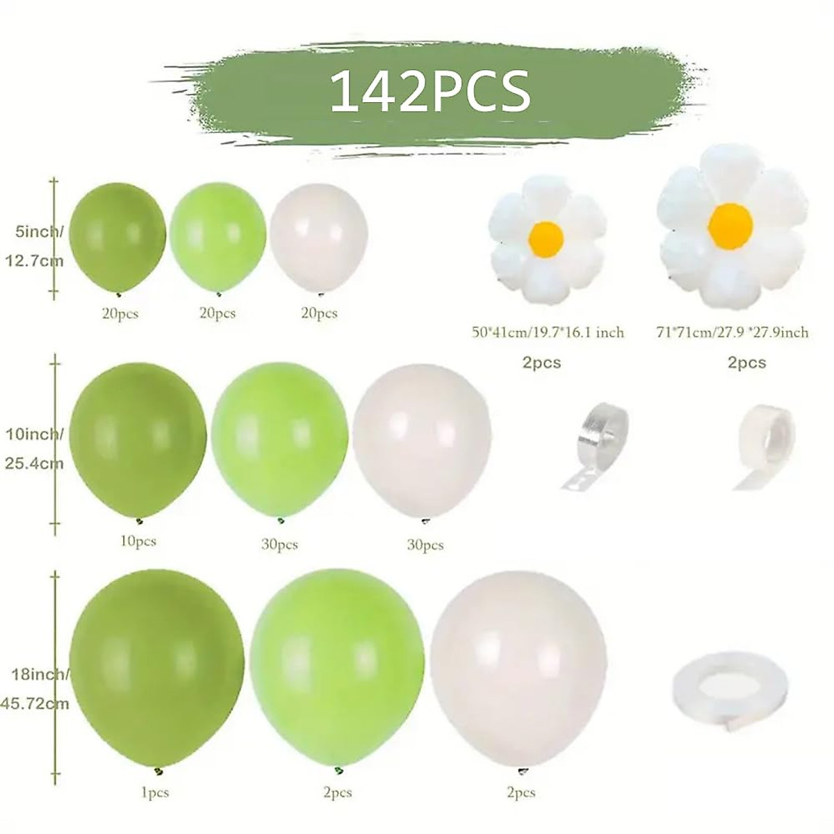 Ipalmay Daisy Balloon Arch Kit for Girls Party Decorations, Flower Theme Green White Balloons Garland for Baby Shower Bridal Shower Graduation Jungle Birthday Party Summer Wedding Photography Props