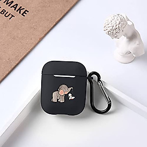 Qiusuo Elephant Rabbit Case for Airpods 2 & 1 with Keychain, Cute Animal Design Soft Silicone Shockproof Protective Cover, Airpods Wireless Charging Case 2&1 for Kids Teens Girls Women Boys